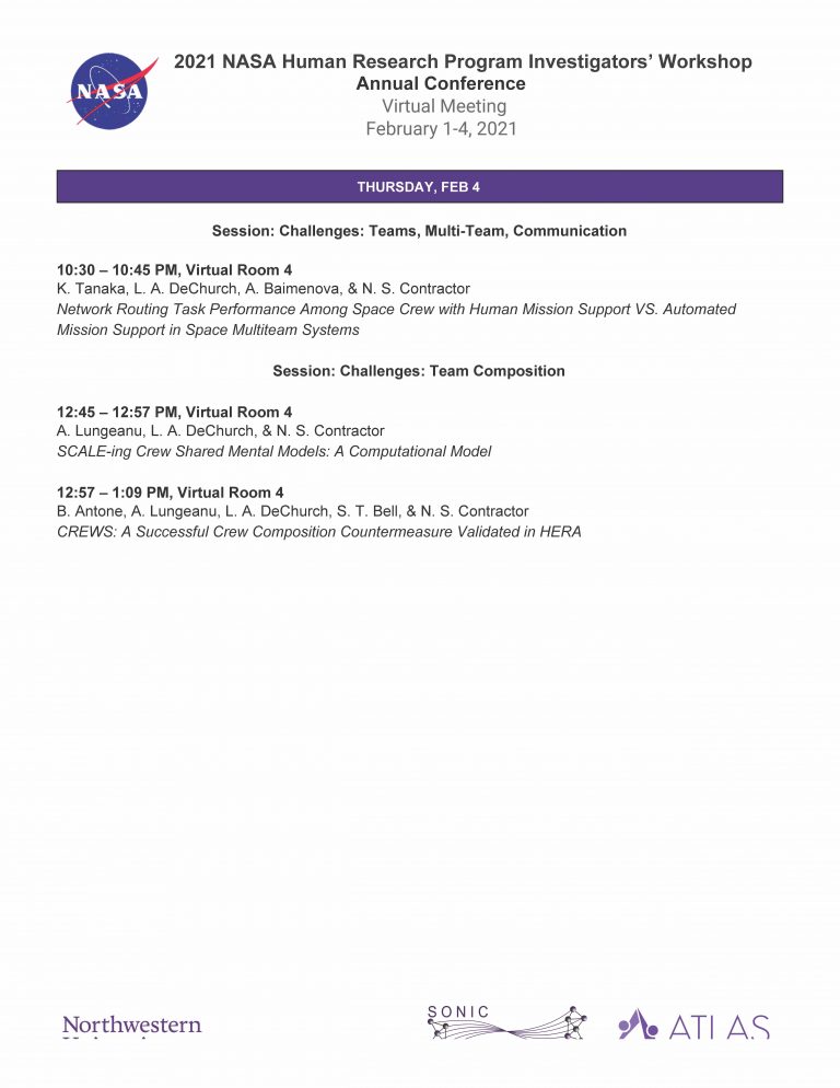 Upcoming NASA HRP IWS 2021 Presentations – The Science of Networks in ...